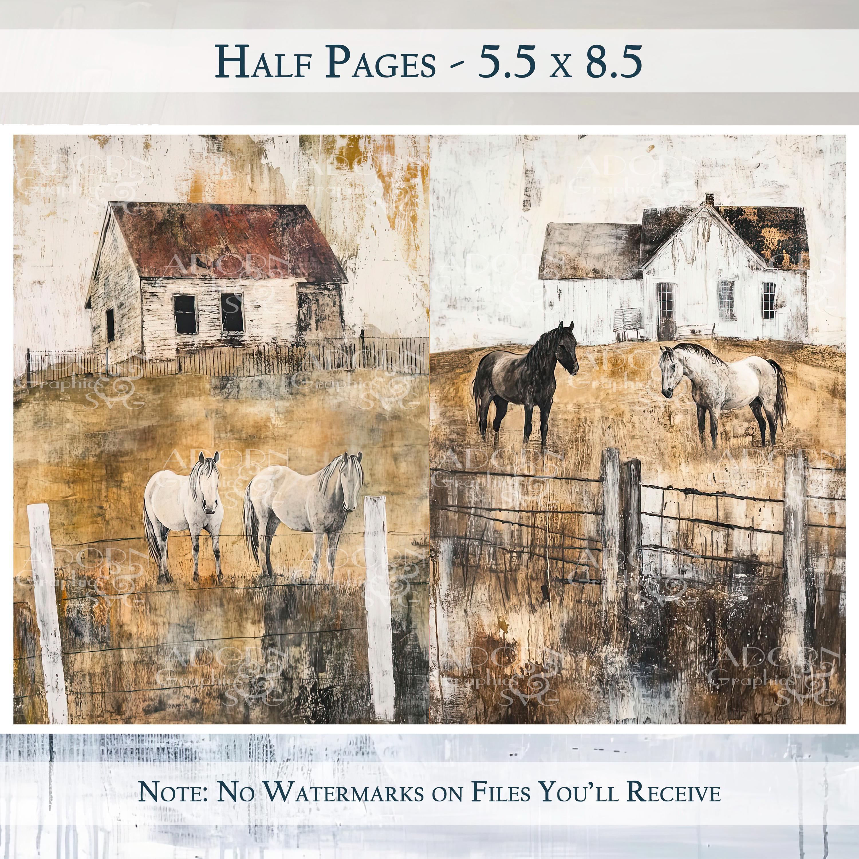 Rural & Rustic Junk Journal Backgrounds - Farm Life Landscape Papers ...