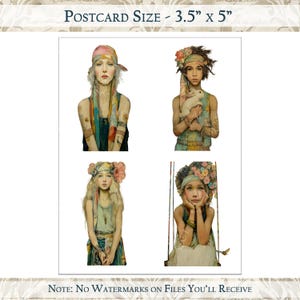 Boho Free Spirit Collage Kit – 30 Clipart Images in 3 Sizes + 10 ...