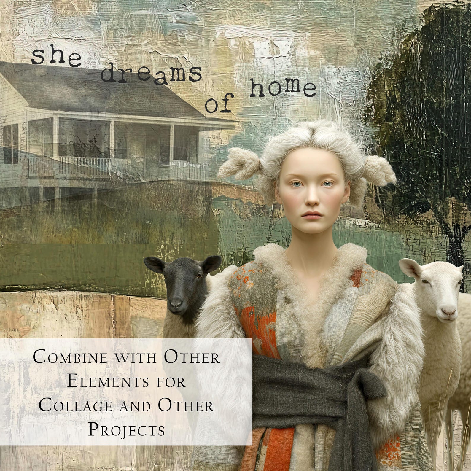 Pastoral Portrait Collage Ephemera – 12 Digital Woolgatherer Images for ...