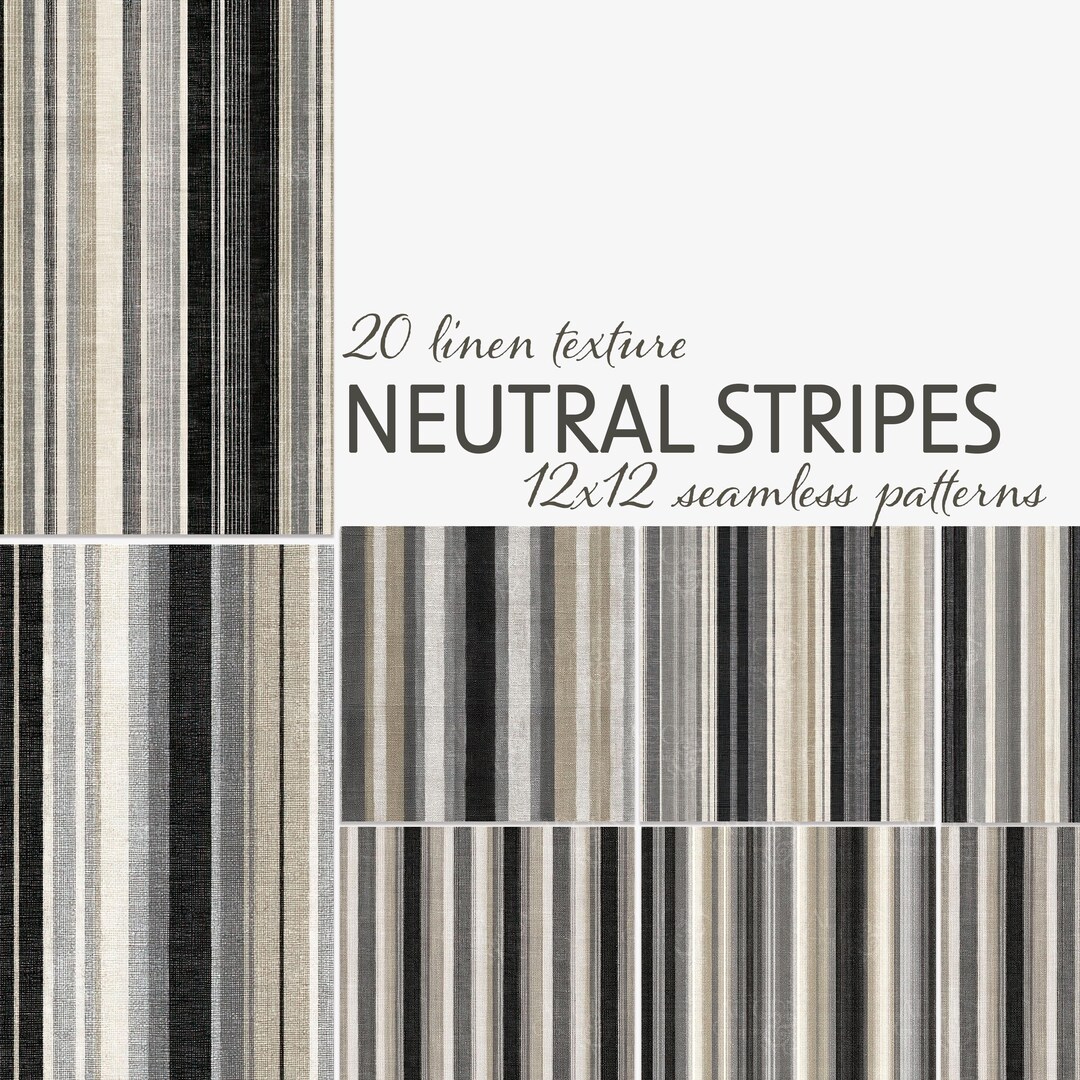 Neutral Linen Stripes • 20 Seamless Patterns for Scrapbooking, Journals ...