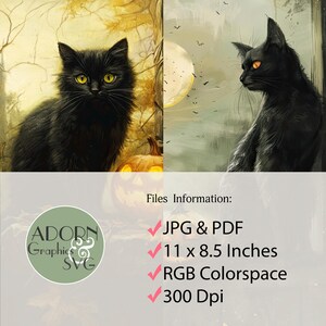 Black Cat Nights - Halloween Junk Journal Pages - Printable Ephemera ...