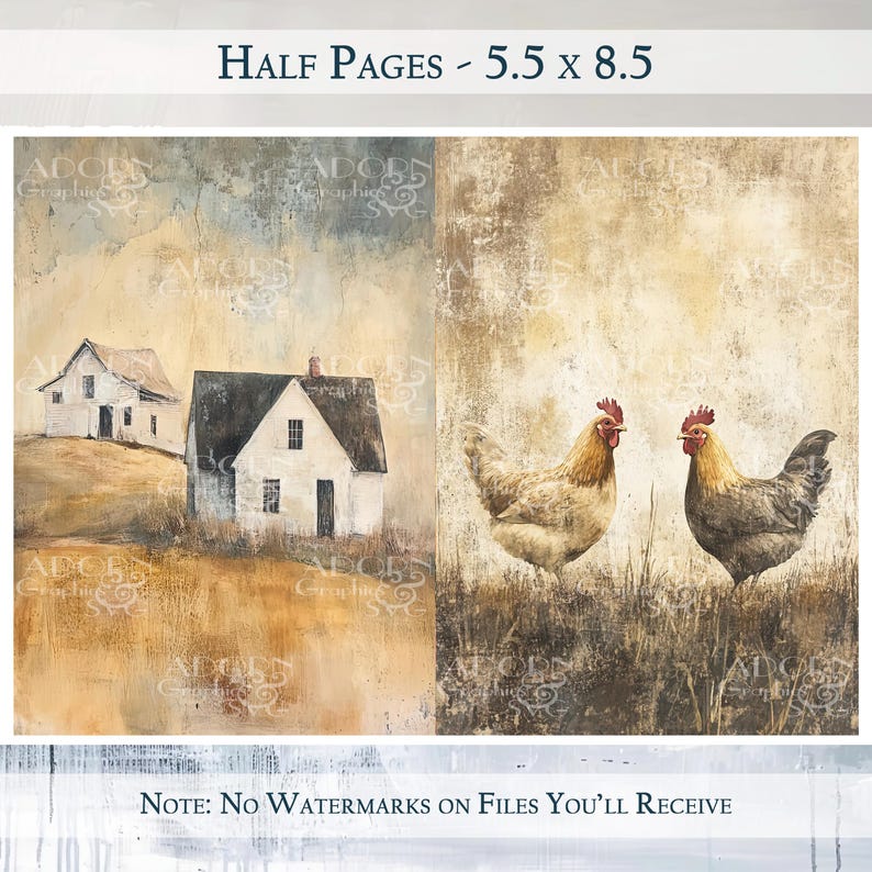 Rural & Rustic Junk Journal Backgrounds - Farm Life Landscape Papers ...