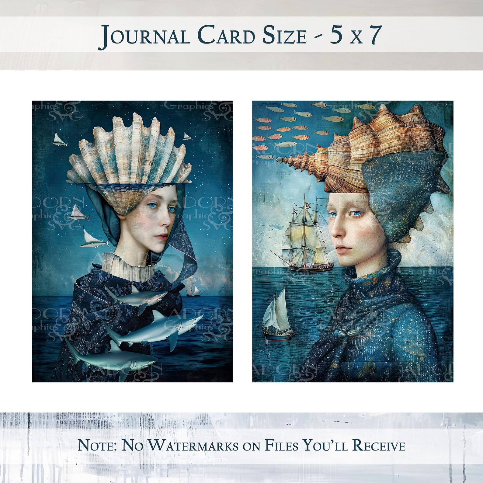Sea ATC Cards | Collage Ephemera | Journaling Cards | Printable ...