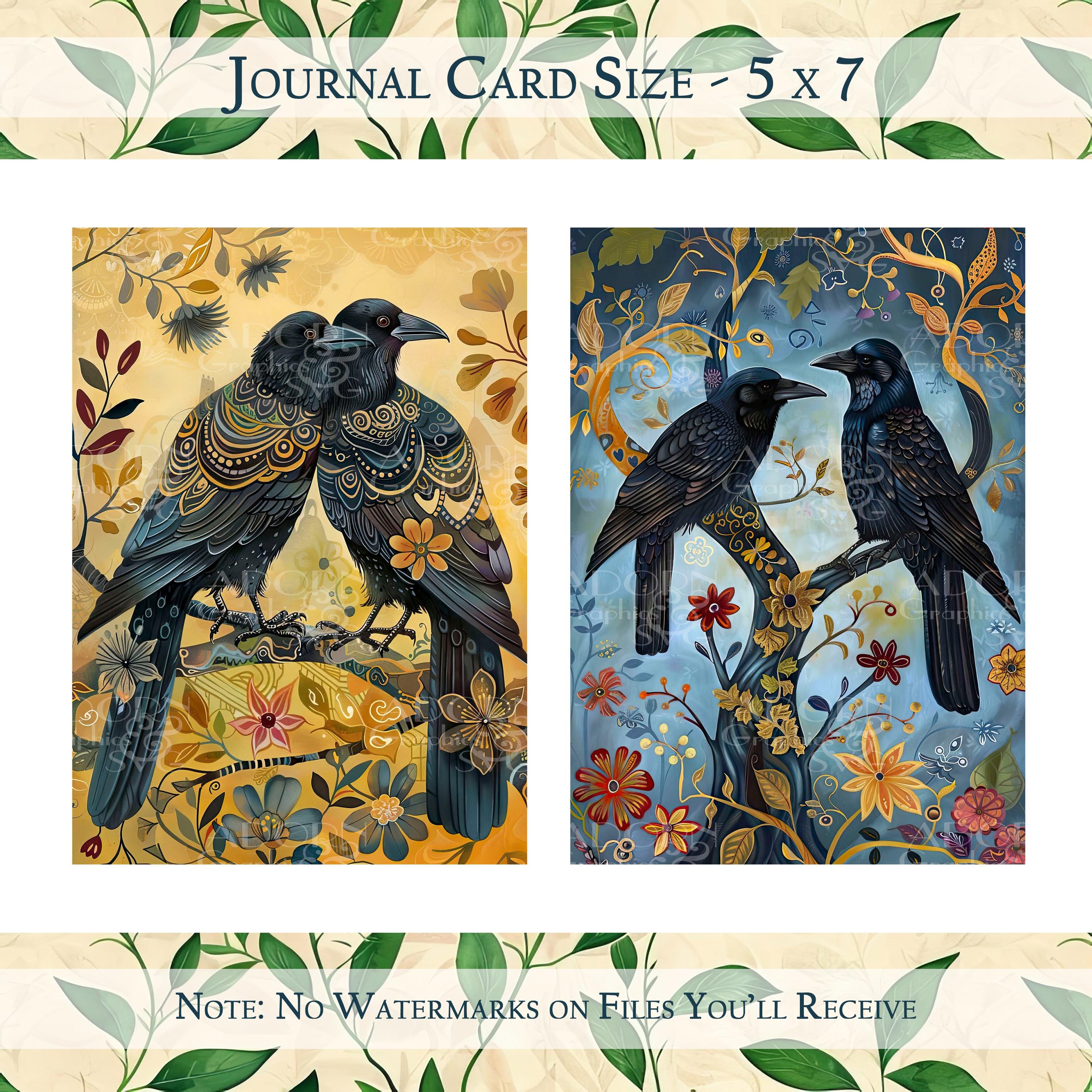 Two Crows Art Prints, Raven Ephemera Collage Sheets (digital Download ...