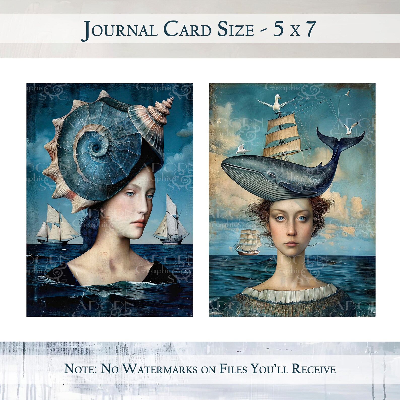 Sea ATC Cards | Collage Ephemera | Journaling Cards | Printable ...