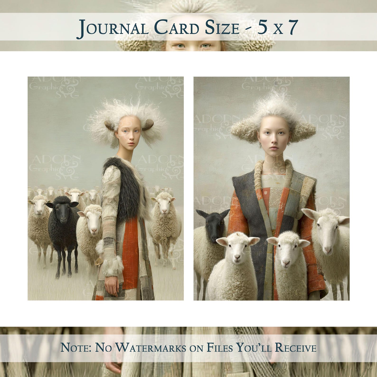 Pastoral Portrait Collage Ephemera – 12 Digital Woolgatherer Images for ...