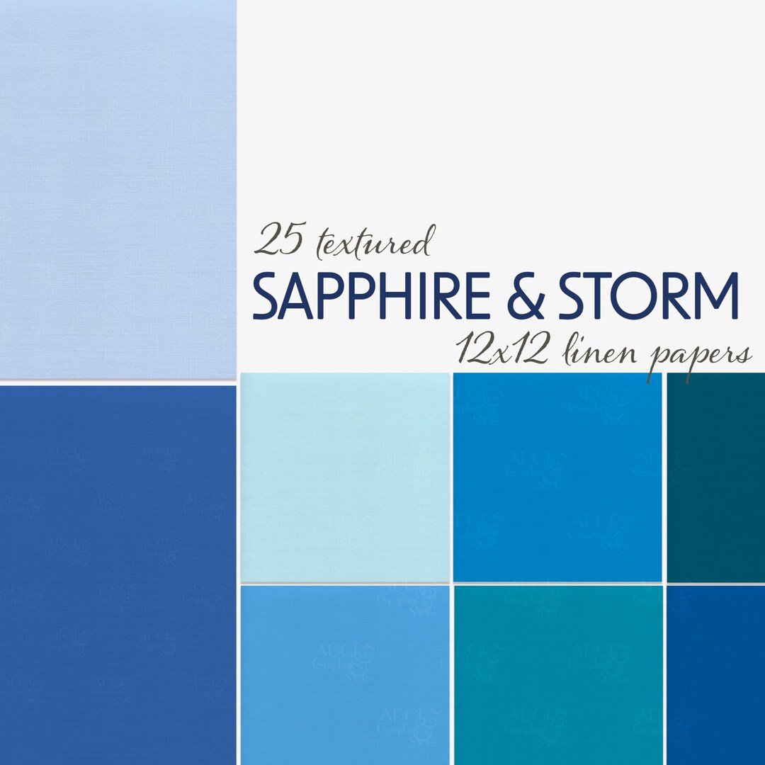 Blue Linen Texture Digital Paper Pack: 12x12 Scrapbook Backgrounds ...