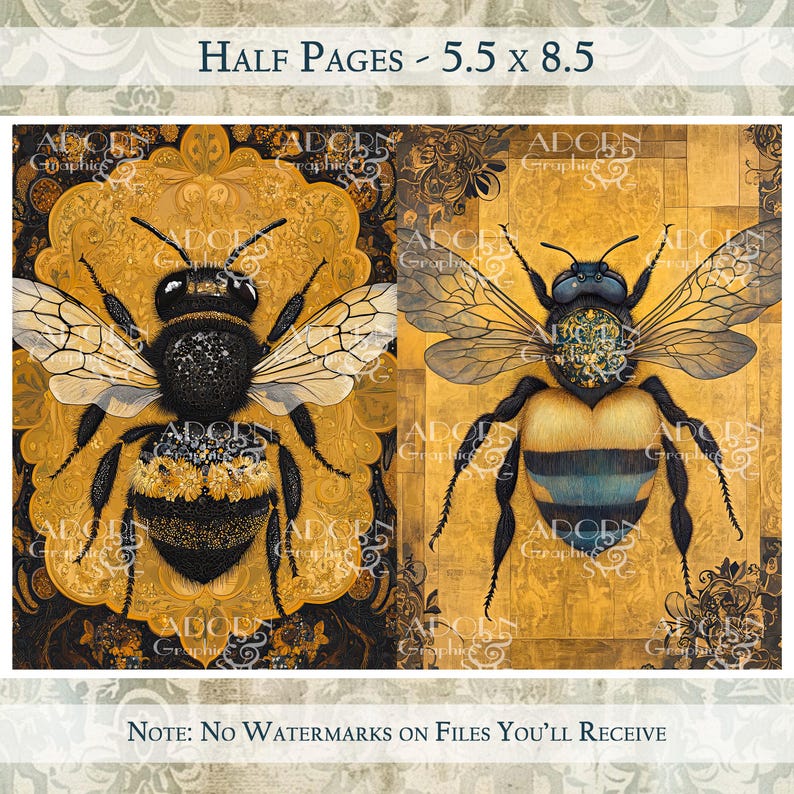 Bumblebee Junk Journal Paper, Bee Themed Journal Kit, Printable ...