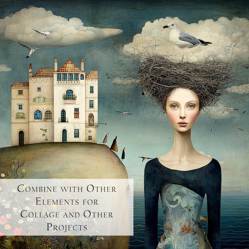 Ocean Muse Collage Ephemera – Surreal Seaside Portraits for Junk ...