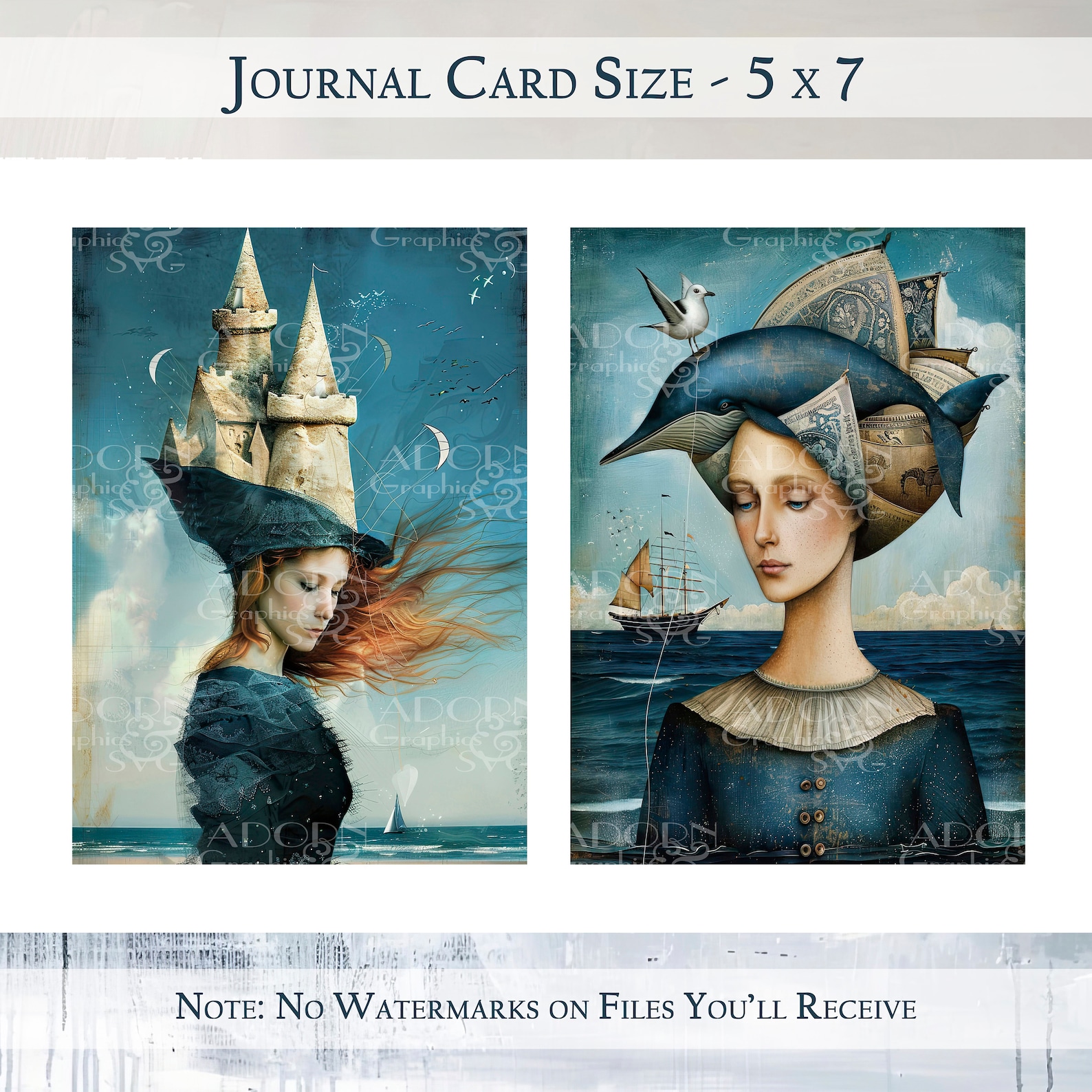 Sea ATC Cards | Collage Ephemera | Journaling Cards | Printable ...
