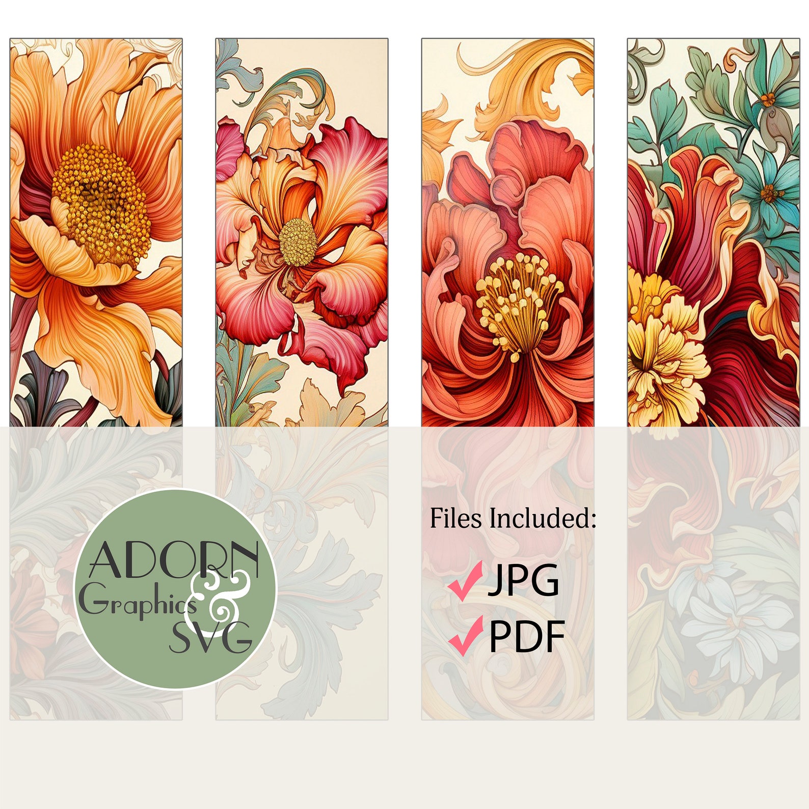 Aesthetic Bookmarks, Vintage Bookmarks, Art Nouveau Bookmark Bundle ...