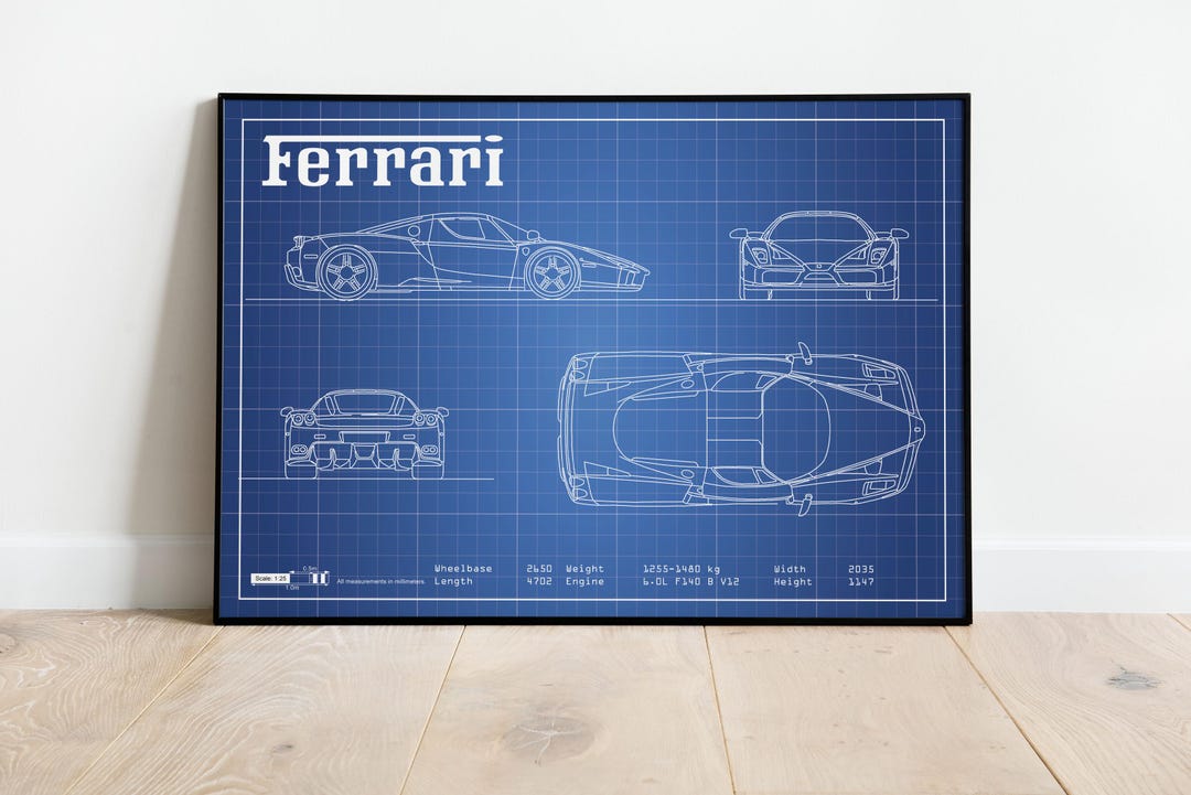 Ferrari Enzo Picture, Ferrari Blueprint, Car Blueprints, Car Wall Decor ...