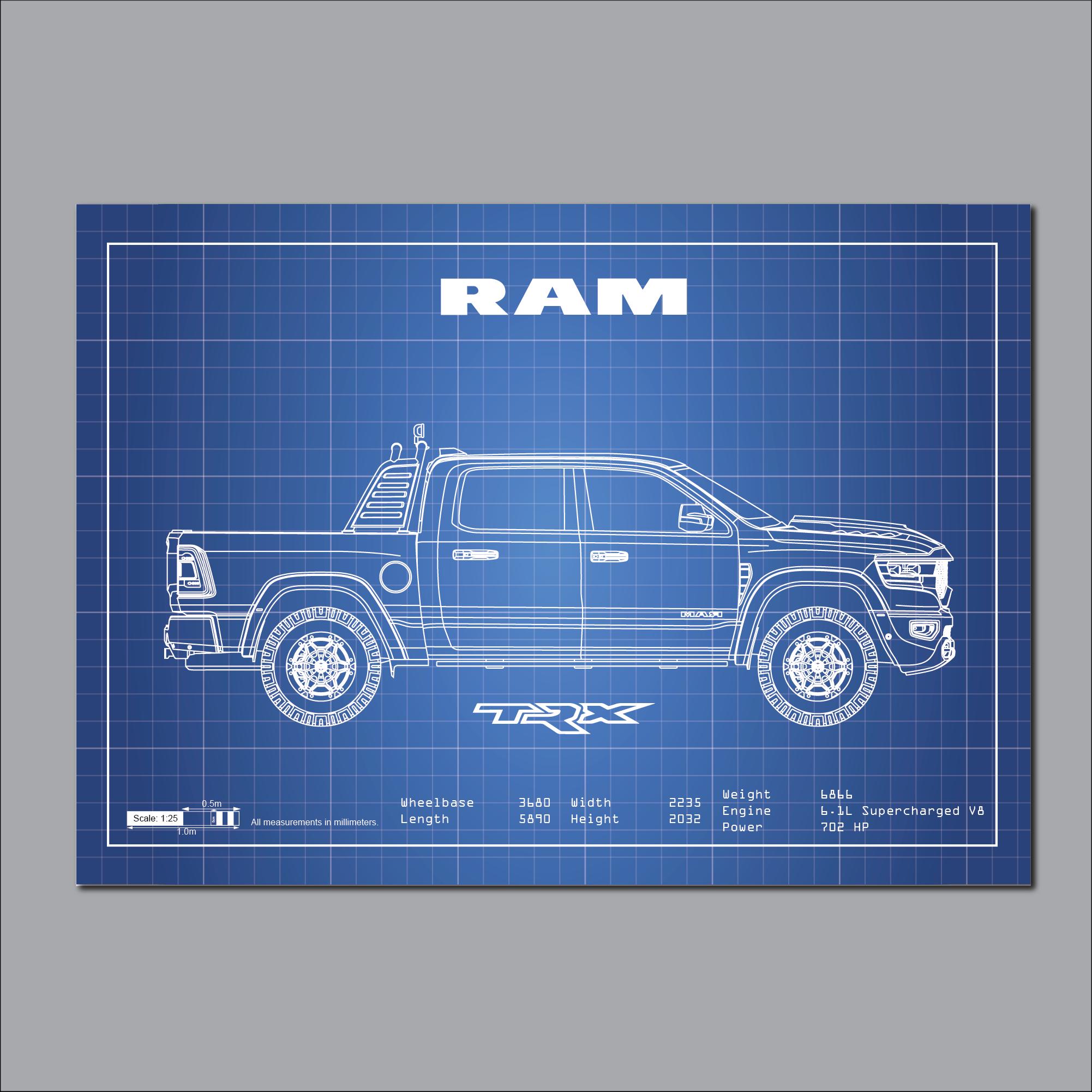 Dodge TRX Picture, Dodge Ram TRX Poster, Car Blueprints, Car Poster ...
