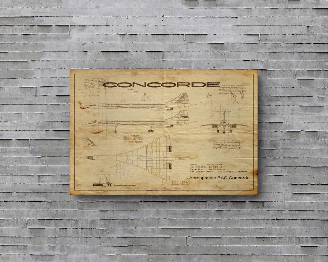 Concord Poster, Plane Art, Concorde Blueprint, Art for Pilots, Plane ...