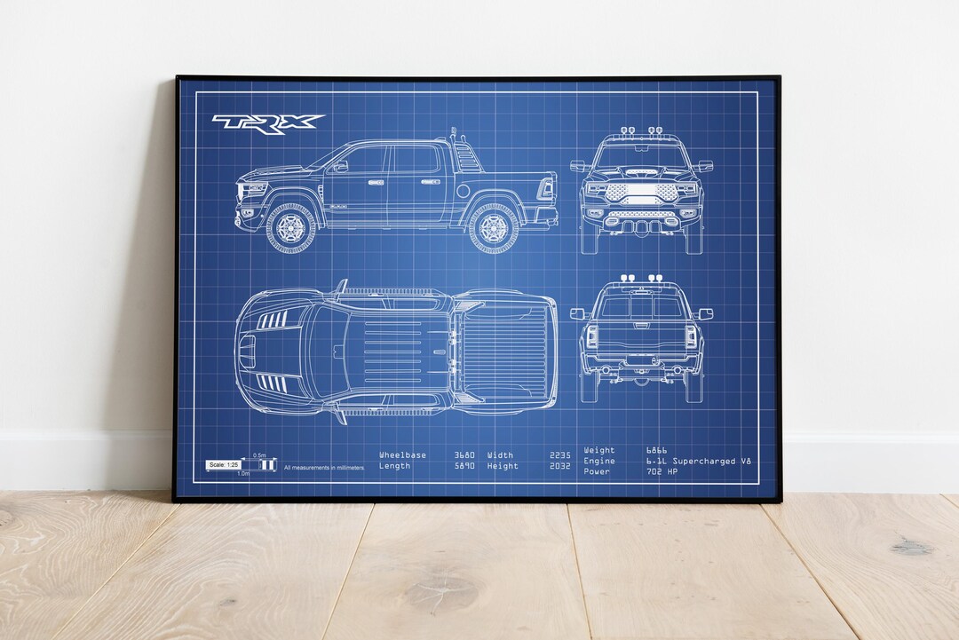 Ram TRX Poster, Pictures of TRX, Car Blueprints, Car Poster, Garage ...
