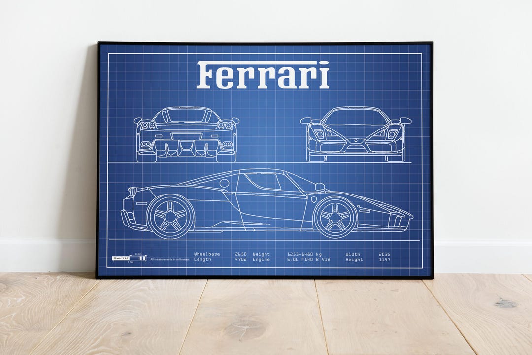 Ferrari Enzo Picture, Ferrari Blueprint, Car Blueprints, Car Wall Decor ...
