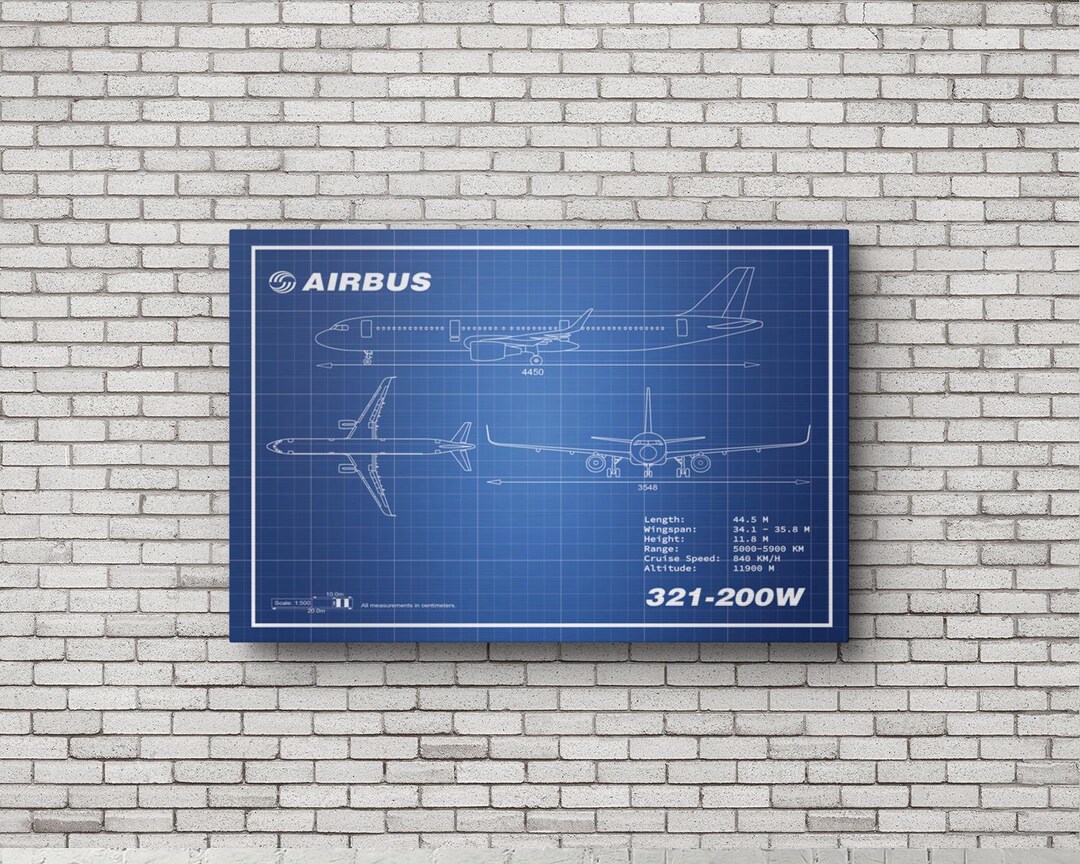 Airbus A321 Aircraft Blueprint Wall Art, Plane Poster, Aviation Art ...