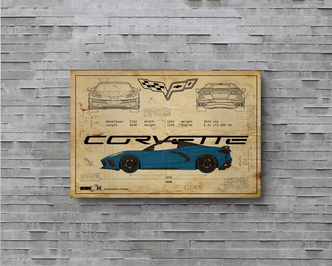 C8 Corvette Poster, Metal Prints, Metal Art, Corvette Print, Corvette ...