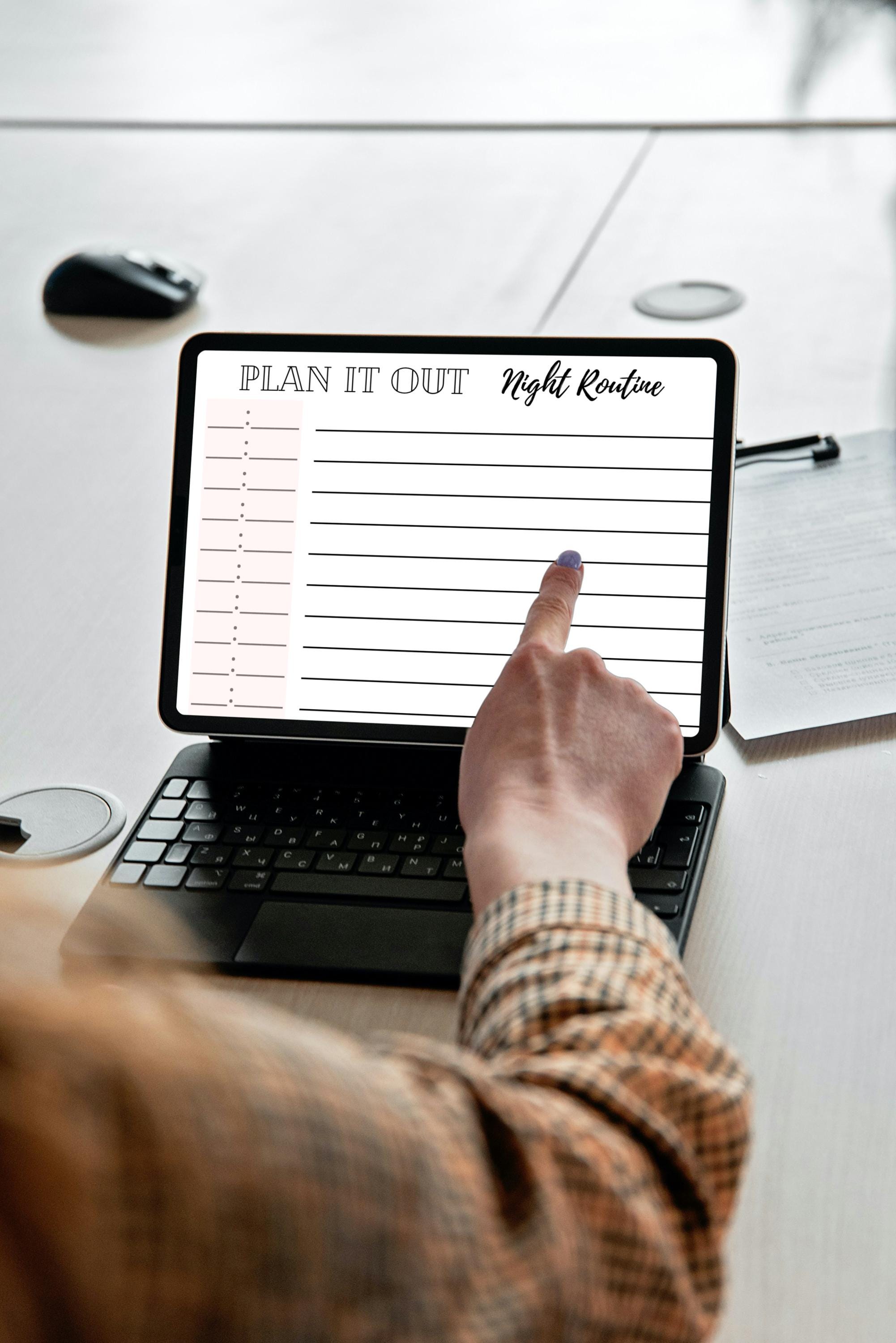 Digital Plan It Out Night Routine Template | Printable Evening Planner ...