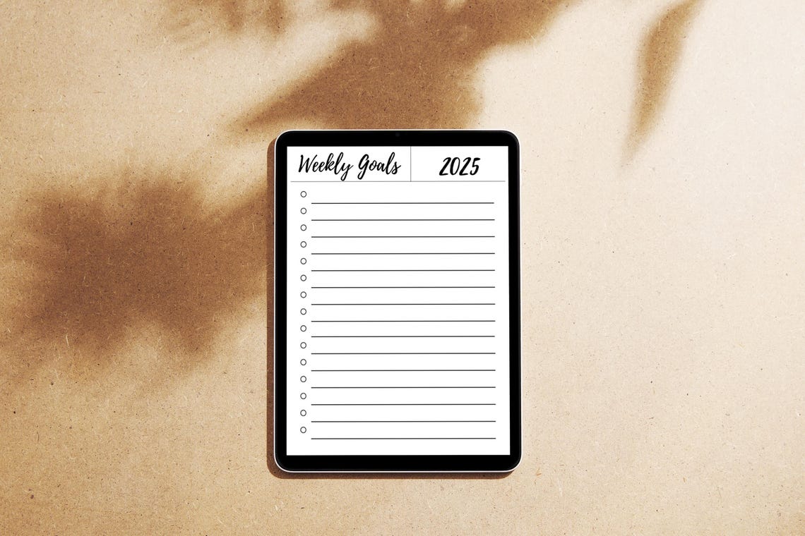 Weekly Goals Template | Printable Productivity Planner | Digital ...