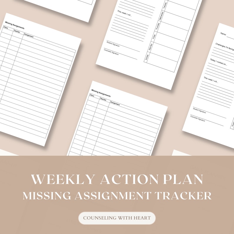 Simple Minimalist Weekly Action Plan & Missing Assignments Tracker for ...