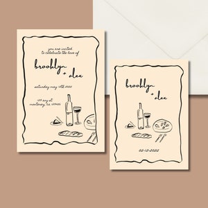 Artsy Wedding Invitation Double Sided Minimalist Elevated - Etsy