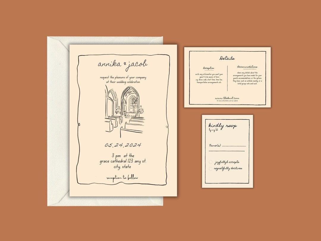 Cathedral Wedding Inviation Set, Church Weddings, Unique, Elevated ...