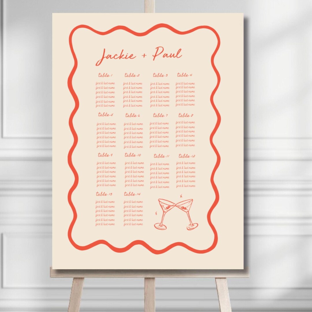 Wedding Day Seating Chart, Artsy, Funky, Hand Drawn, Digital Download ...