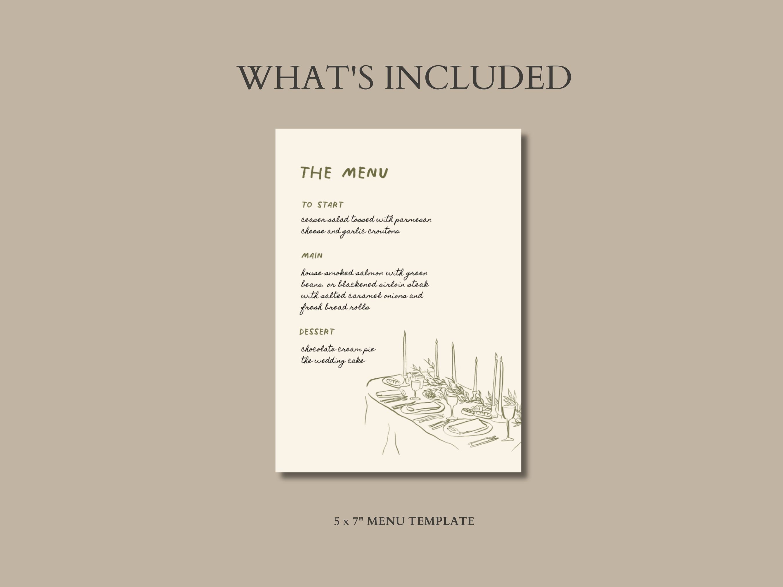 Dinner Menu, Whimsical, Artsy, Unique, Hand Drawn Dinner Menu, Digital ...