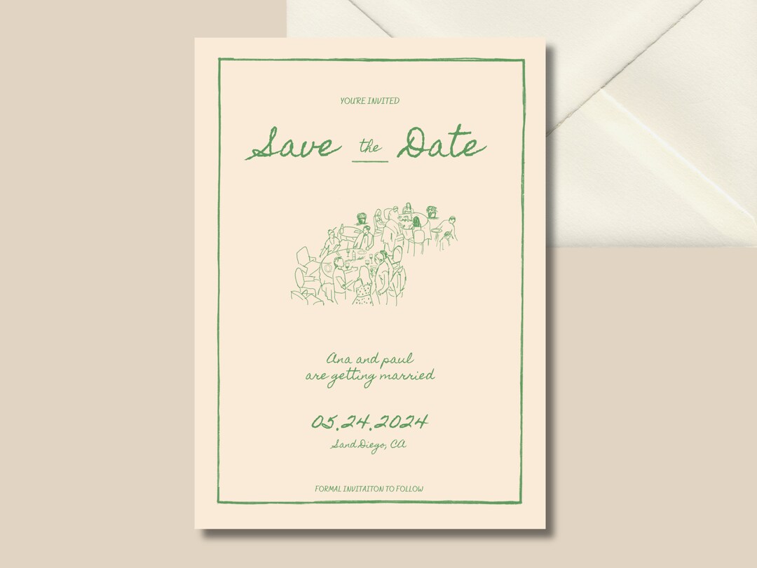 Save the Date, Hand Drawn Designs, Handwritten Fonts, Trendy, Whimsical ...