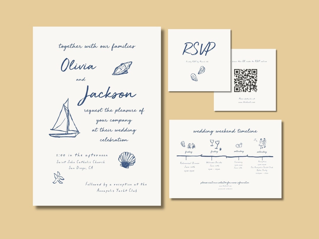 Wedding Invitation Suite, Coastal, Artsy, Elevated, Beach Weddings ...