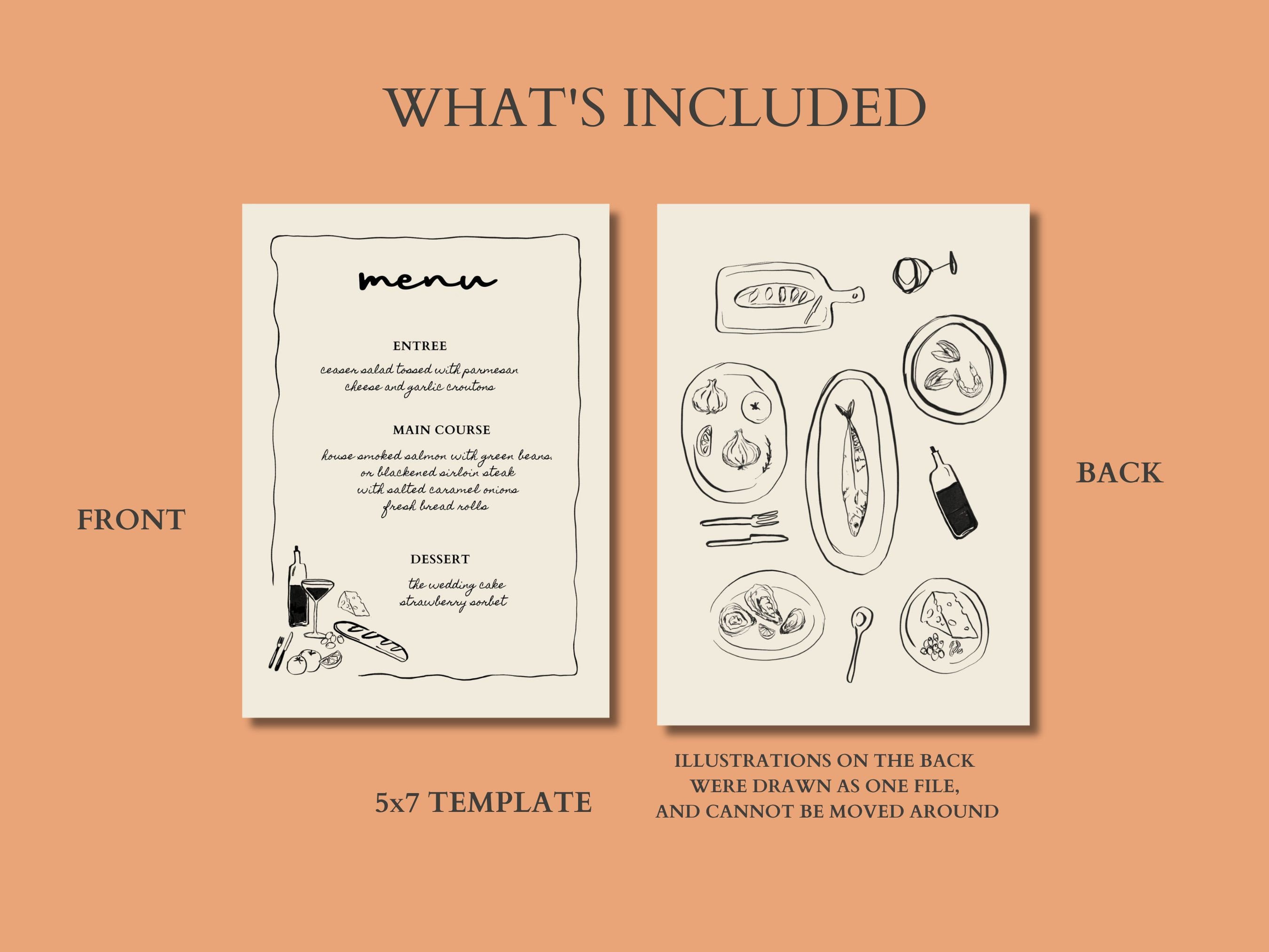 Sketched Artsy Hand Drawn Menu Double Sided Fun - Etsy