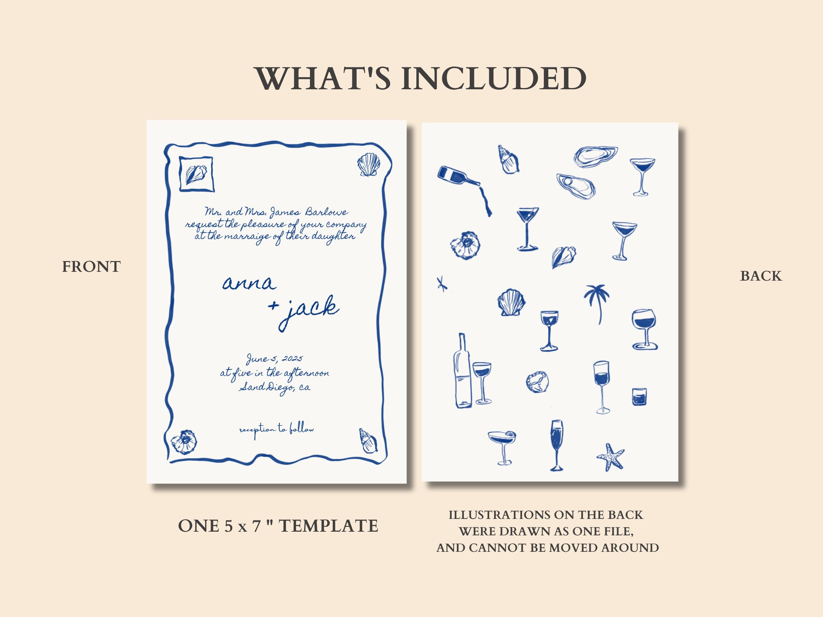 Coastal Wedding Invitation Set, Whimsical Invitations, Artsy, Elevated ...