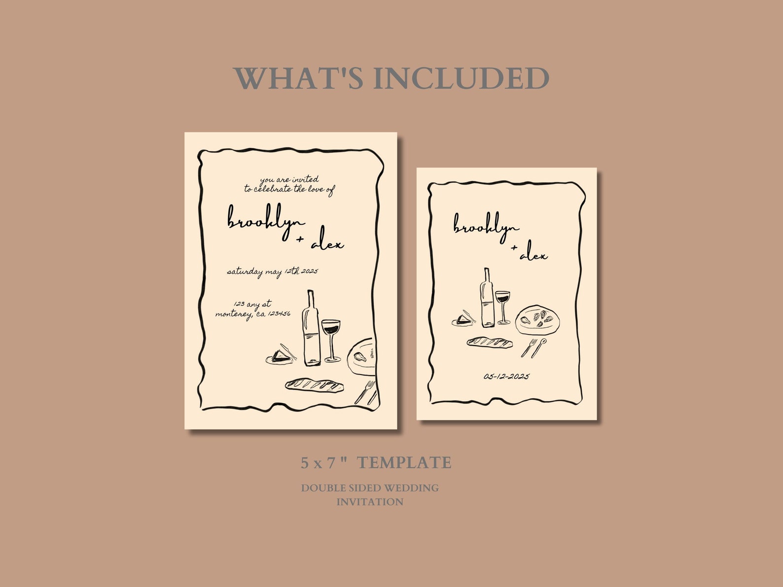 Artsy Wedding Invitation, Double Sided, Minimalist, Elevated Template ...