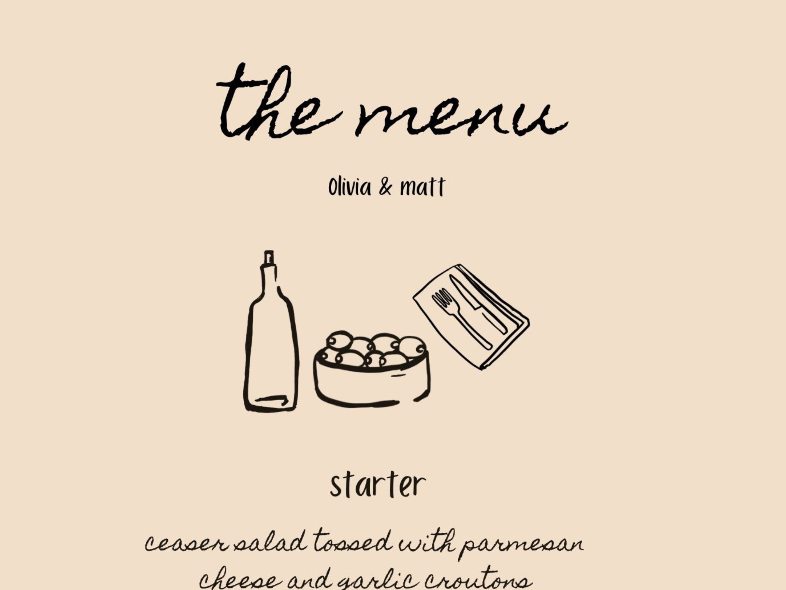 Dinner Menu Place Card, Minimalist, Elevated, Chic Menu. Dinner Party ...