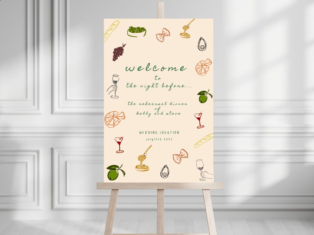 Rehearsal Dinner Welcome Sign, Wedding Sign, Dinner Party, Whimsical ...