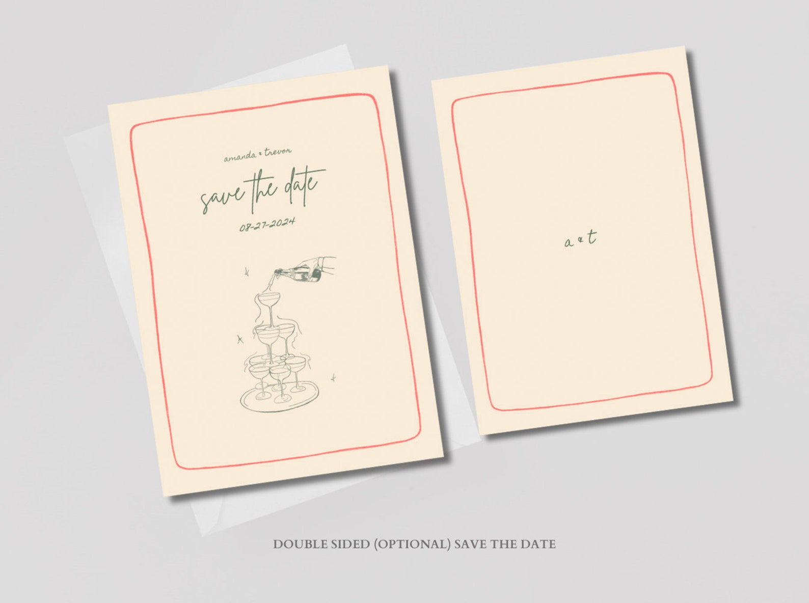 Double Sided Save the Date Cute Colorful Whimsical Trendy - Etsy