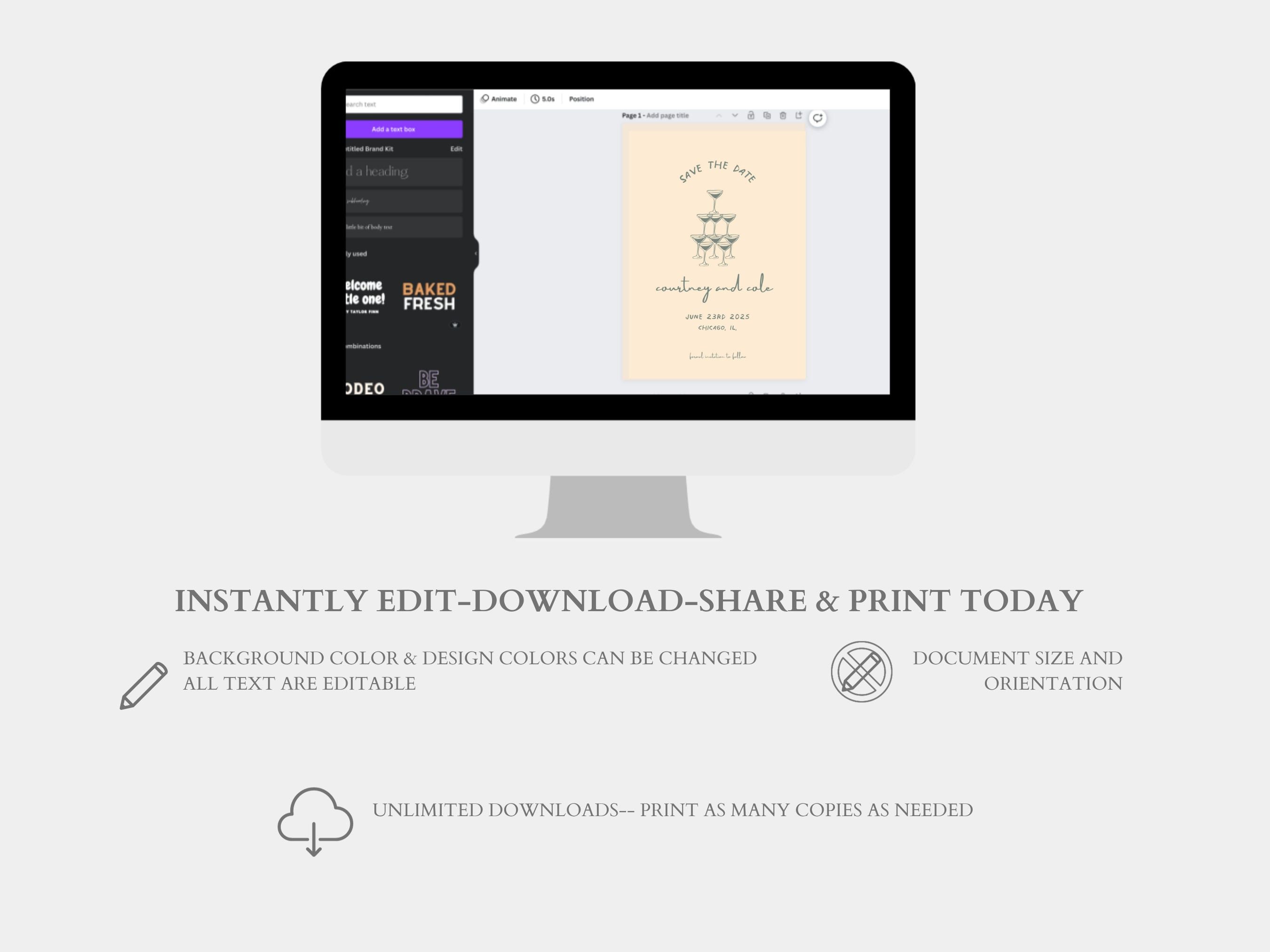 Artsy Wedding Invitation, Double Sided, Minimalist, Elevated Template ...