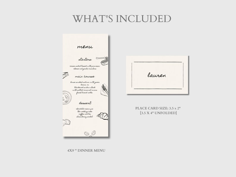 Menu + Place Card Template, Funky Wedding Menu, Whimsical, Hand Drawn ...