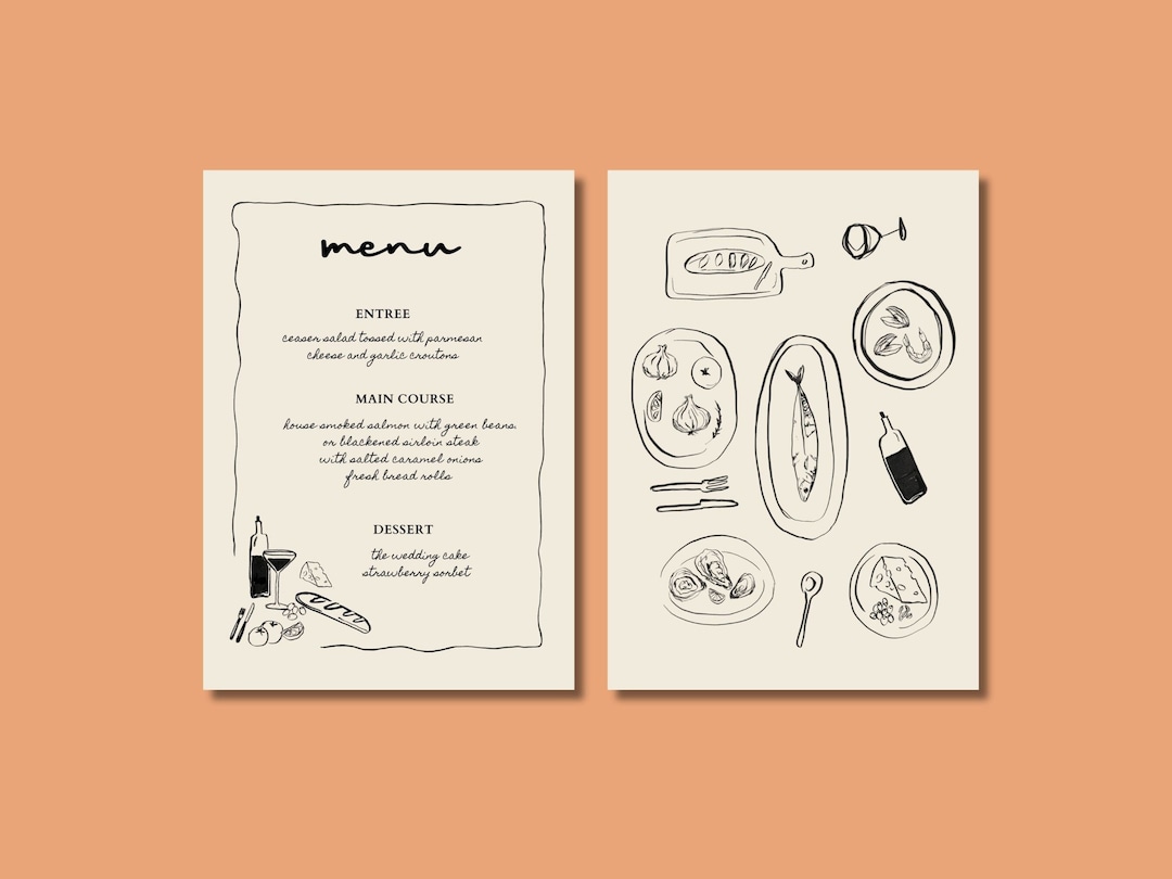Sketched, Artsy, Hand Drawn Menu, Double Sided, Fun Illustrations ...
