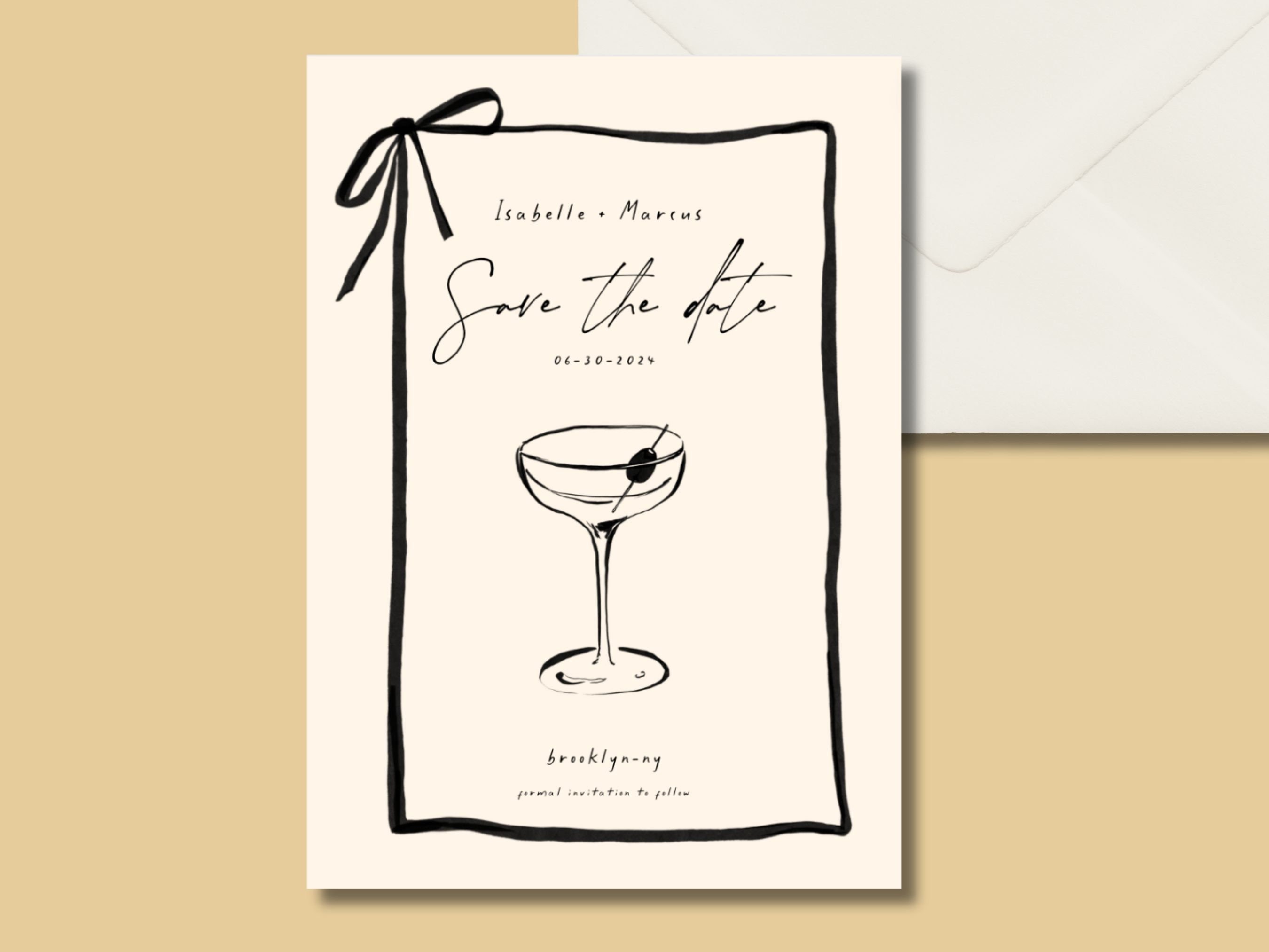 Save the Date, Cocktail, Hand Drawn, Whimsical, Digital Download ...