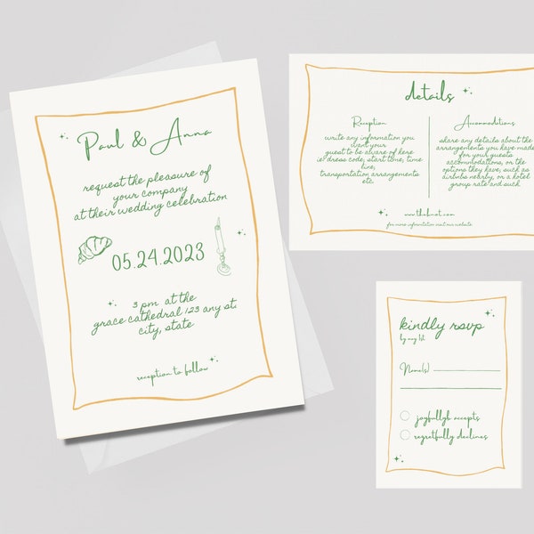 Wedding Hand Drawn Invitation - Etsy