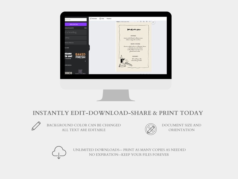 Sketched Artsy Hand Drawn Menu Double Sided Fun - Etsy