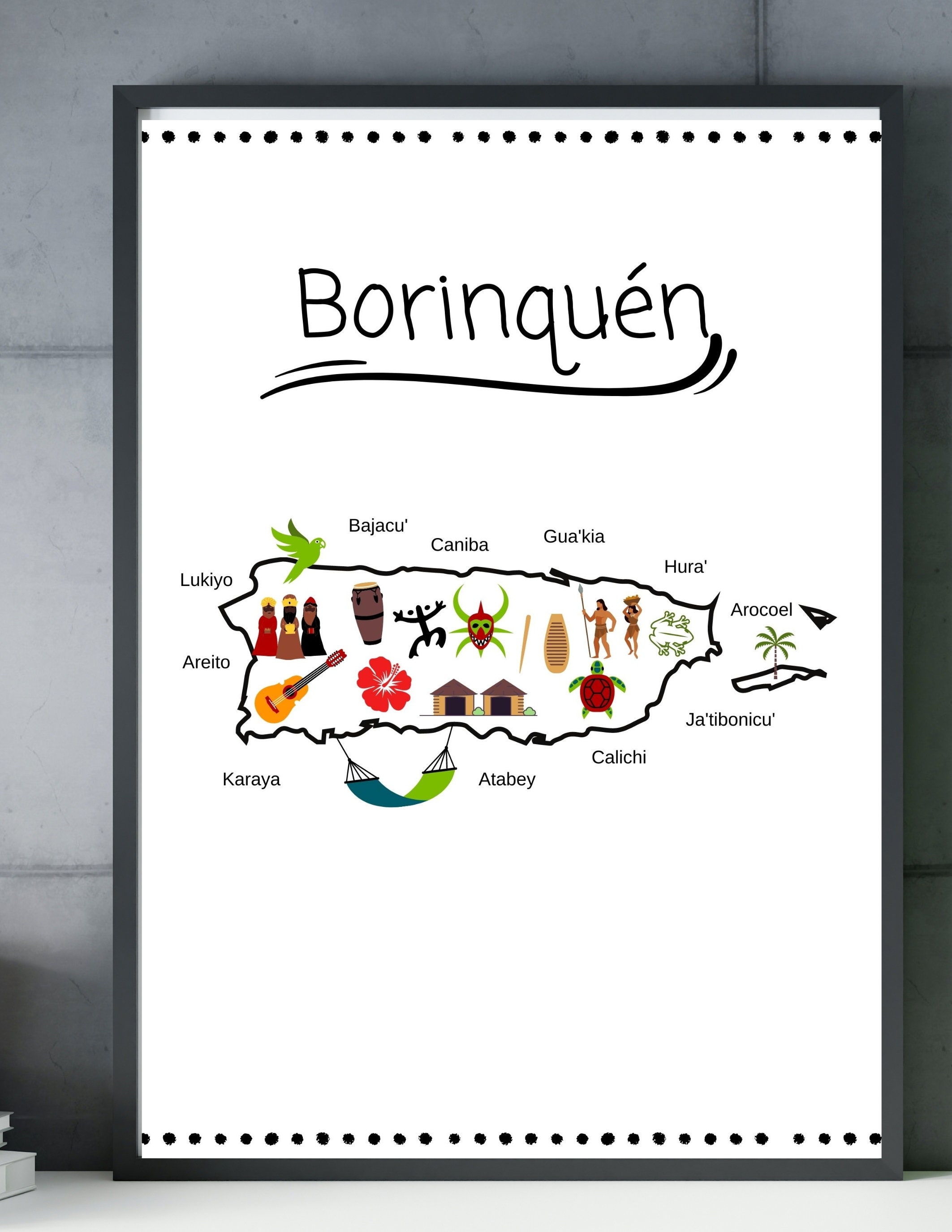 Taínos mapa de Puerto Rico Arte Digital Boricua 2 diseños - Etsy México