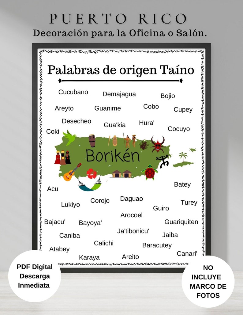 Taínos Mapa De Puerto Rico Arte Digital Boricua 2 Diseños - Etsy