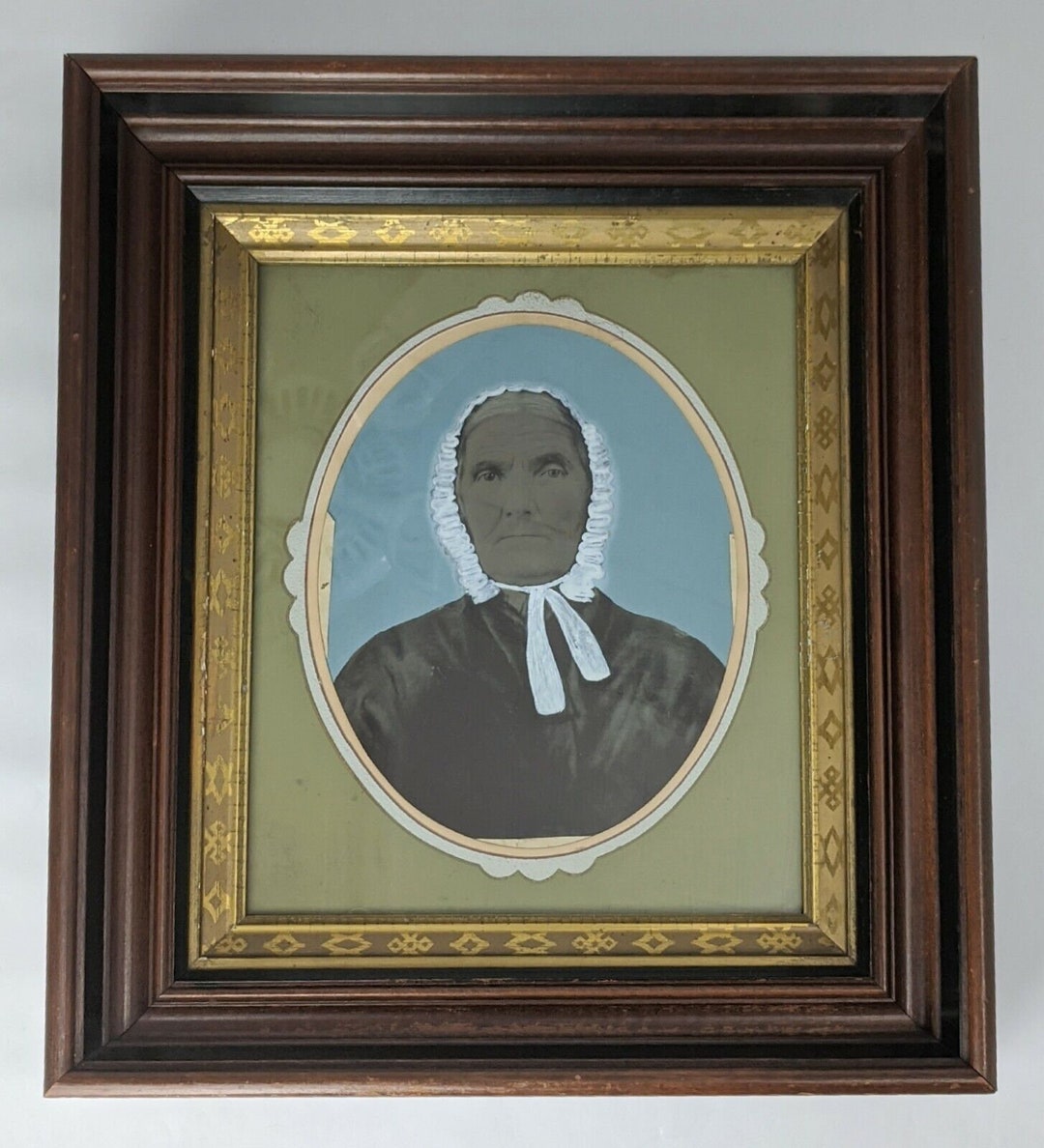 Tinted Antique 8x10 Tintype Photo Portrait of Quaker Woman 15x17 Wood ...