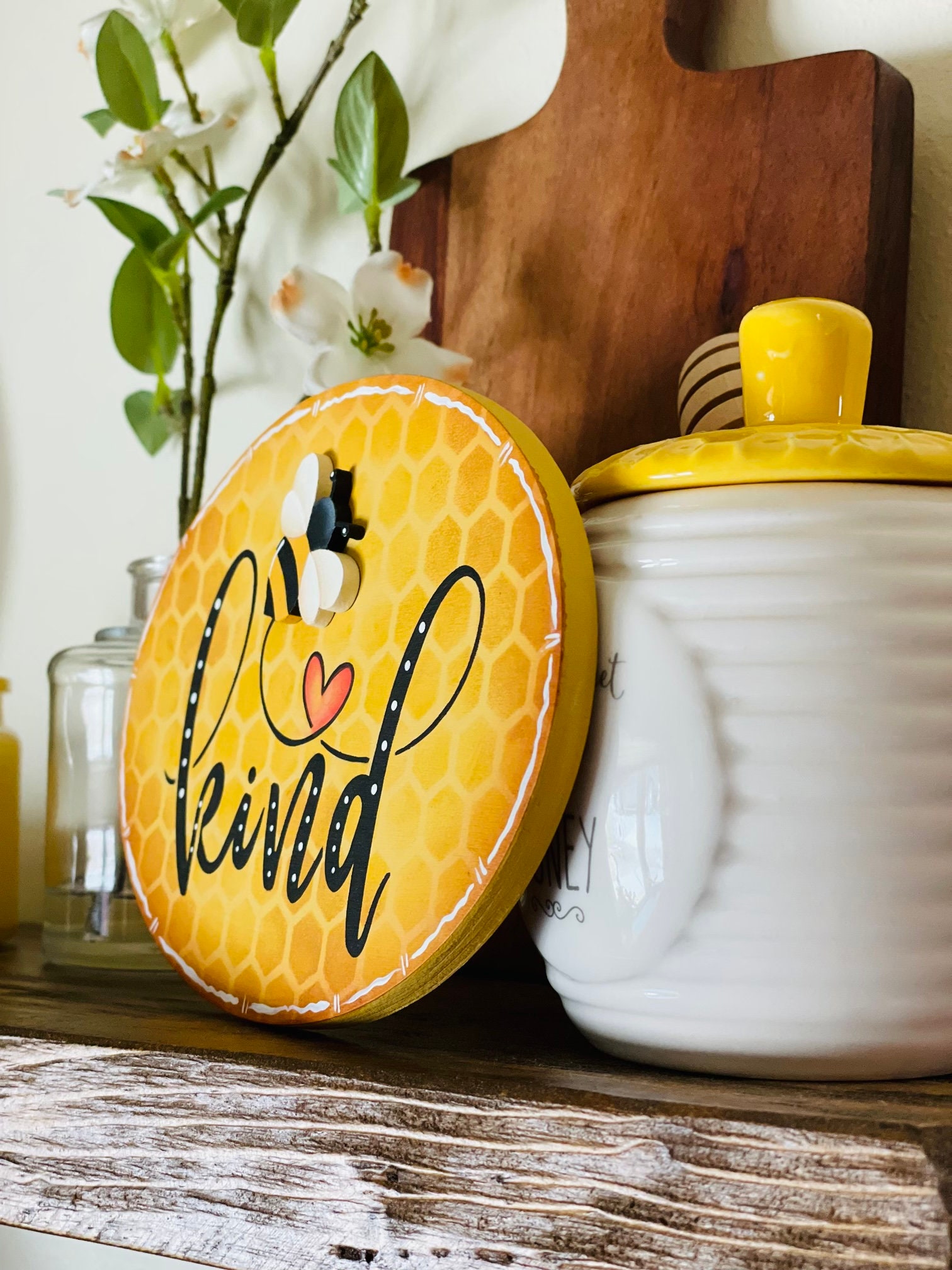 Bee Kind Sign, Bee Tiered Tray Decor, Honey Bee Sign, Shelf Sitter ...