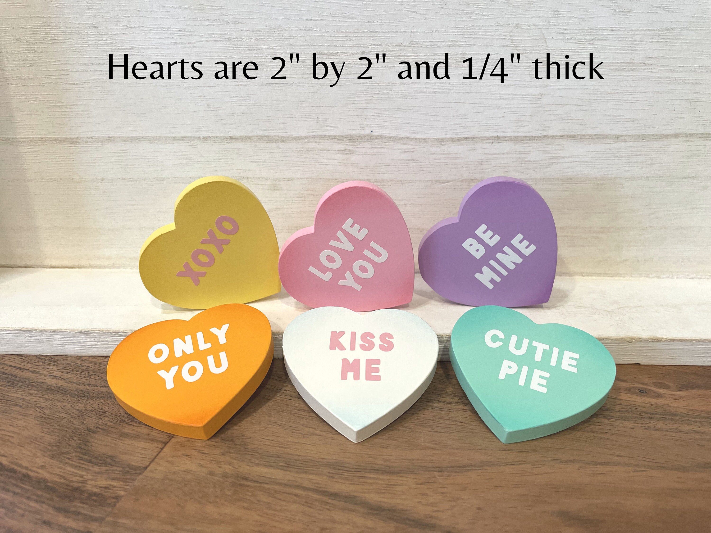 Conversation Candy Hearts (set of 6), Valentine's Day, Handpainted Wood ...