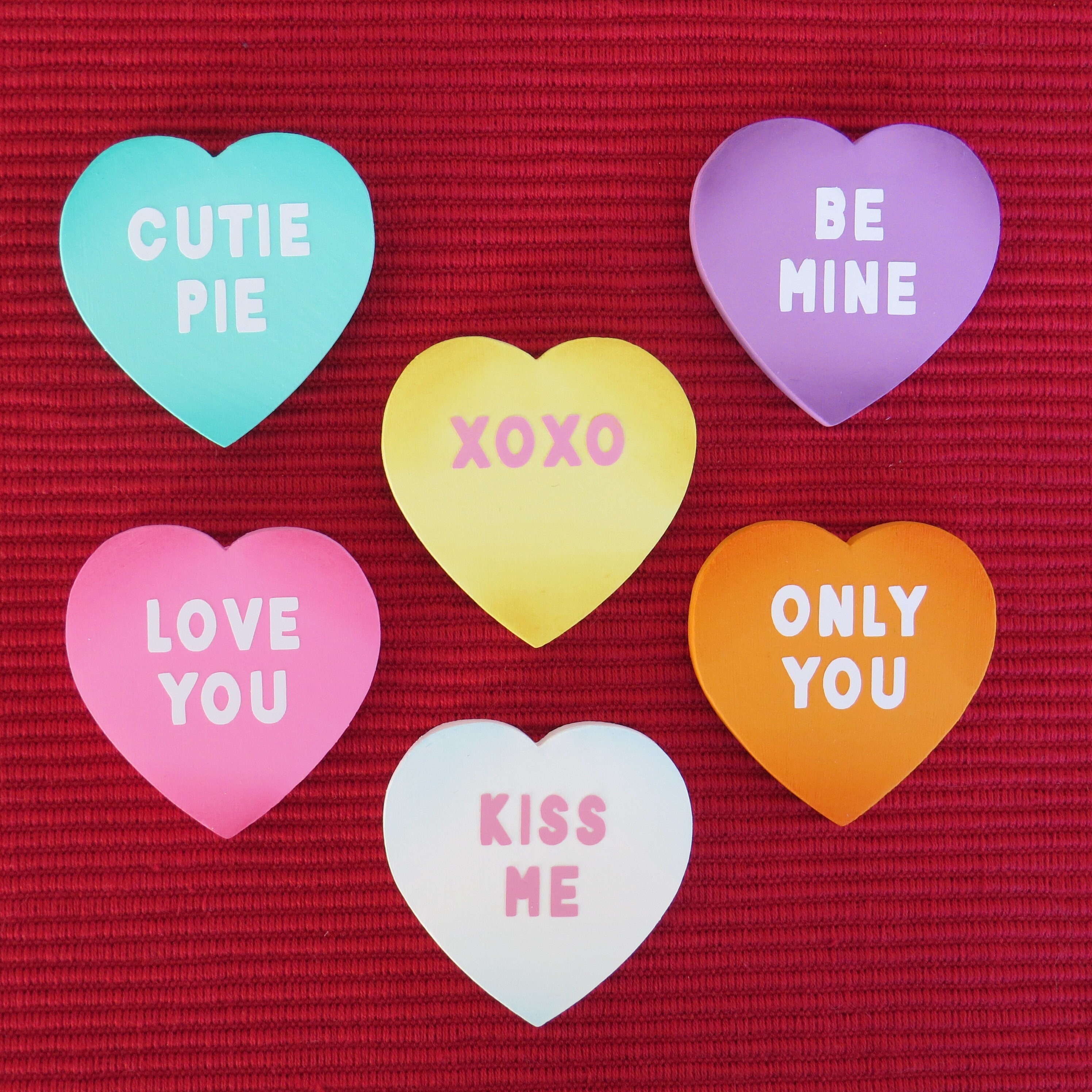 Conversation Candy Hearts (set of 6), Valentine's Day, Handpainted Wood ...