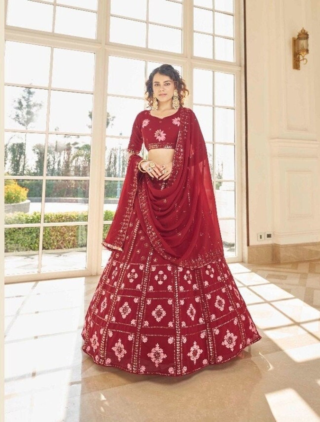 Red Color Lehenga Choli Indian Wedding Bridal Lehenga - Etsy